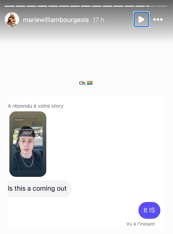 Marie-William Bourgeois fait officiellement son coming-out