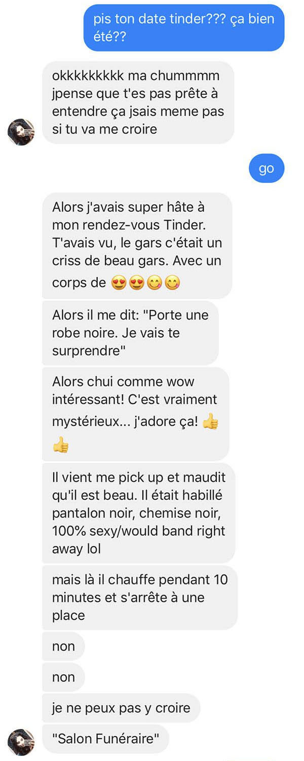 Une fille vient de vivre le pire First Date sur Tinder de tous les temps