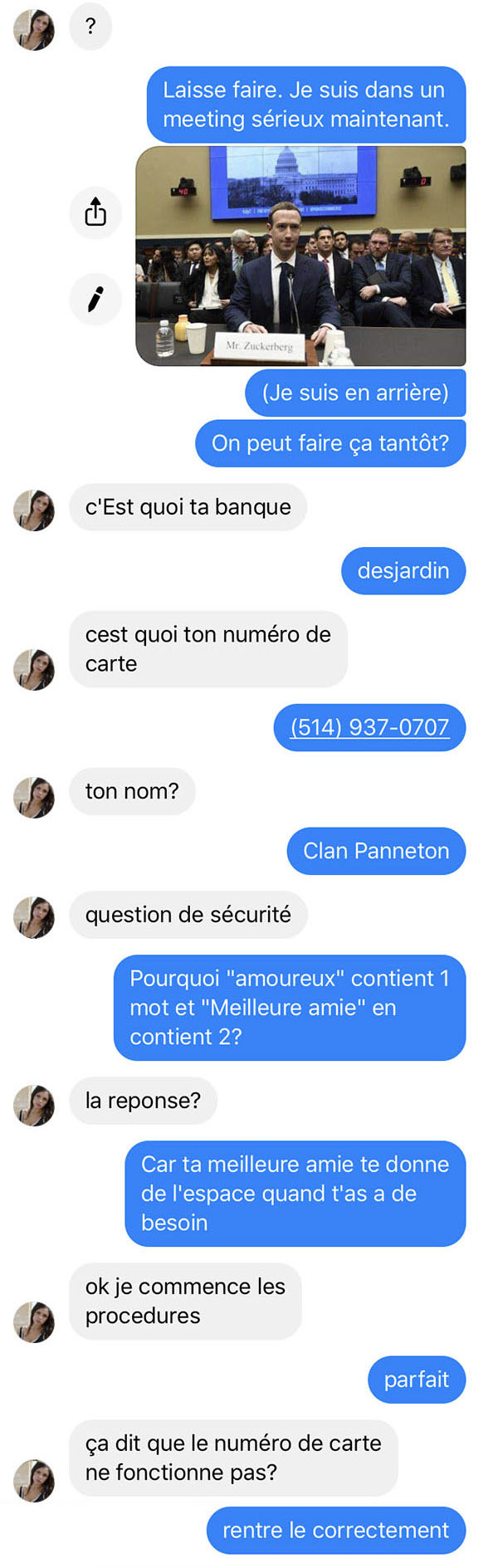 Un Québécois ridiculise une fille qui essaie de le frauder par Facebook ...