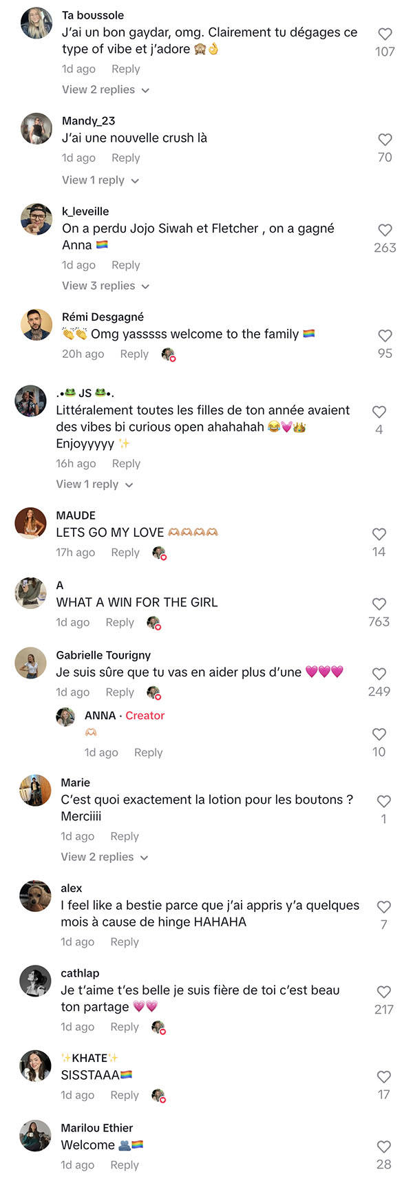 Anna d'Occupation Double fait son coming out