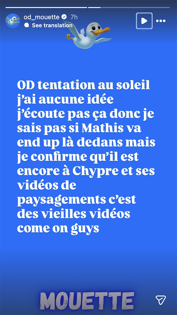 Mathis d'Occupation Double fait une publication mais les gens ...