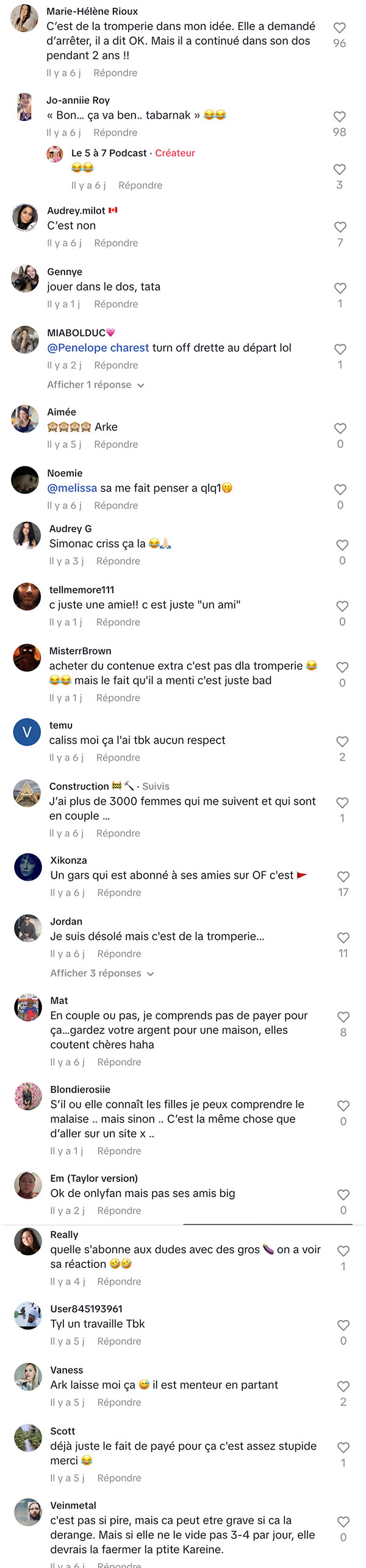 Une fille au Québec demande à son amoureux d'arrêter de s'abonner à des ...