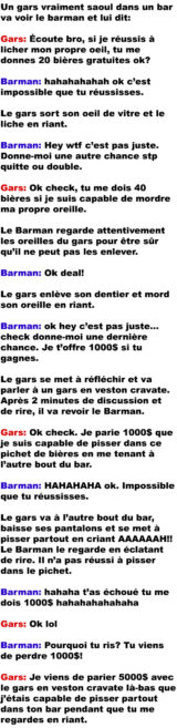 Un gars saoul réussit à se faire 3000$ au bar