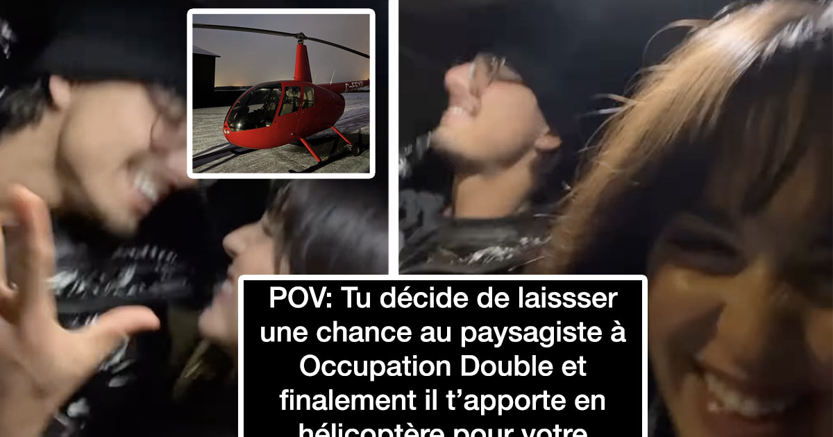 Mathis d'Occupation Double apporte Cindy en hélicoptère en First Date ...