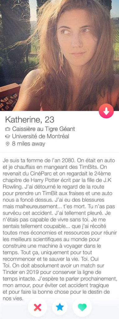 Cette Québécoise a la meilleure biographie Tinder de tous les temps