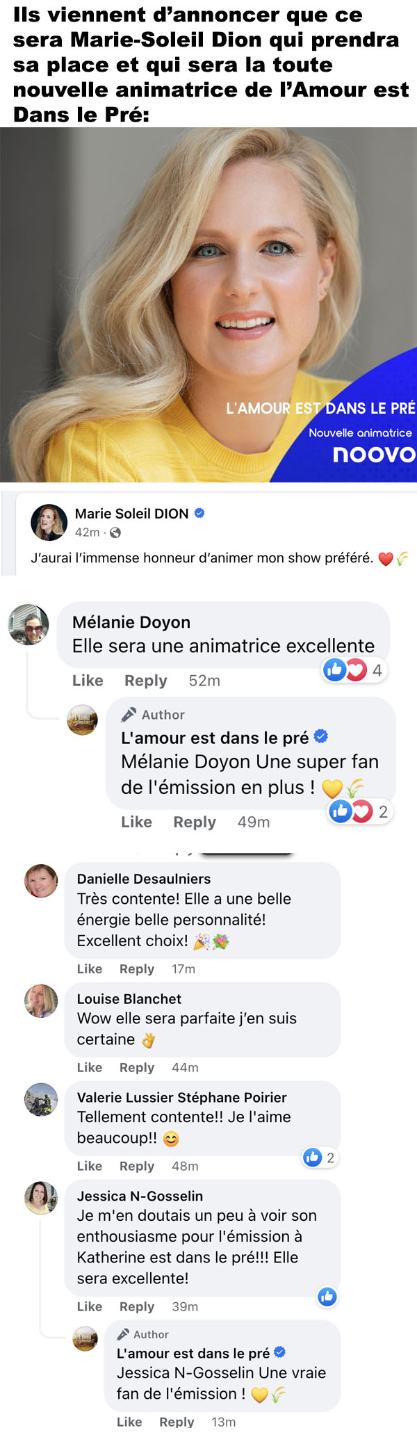 La nouvelle animatrice de l'Amour est dans le Pré a été dévoilée